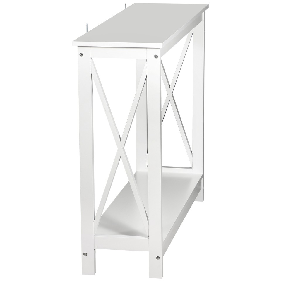 White Modern Console Table Entryway Storage Shelf Entry Farm Accent ...