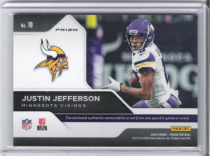 2020 Panini Prizm - Rookie Gear Justin Jefferson #10 (MEM, RC) for sale ...