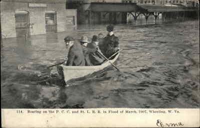 Wheeling West Virginia WV Flood of 1907 Boating on Street Vintage ...