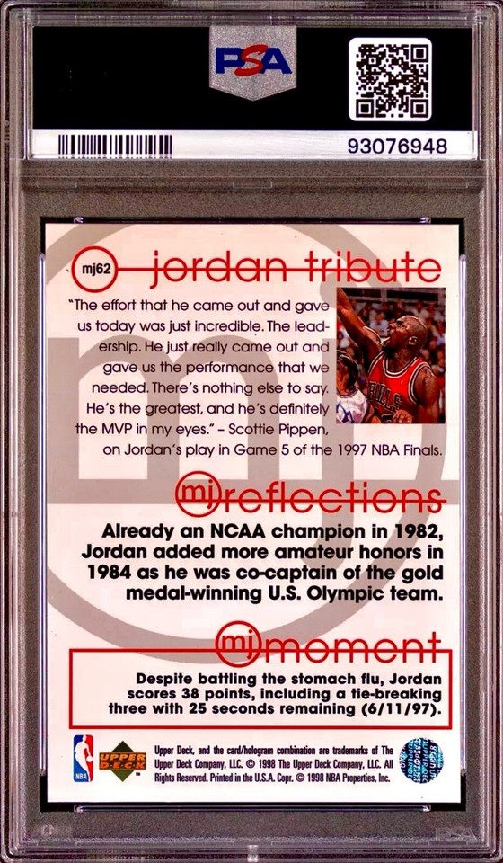 POP 14 PSA 10 Michael Jordan 1998 Upper Deck Reflections Iconic Rare ...