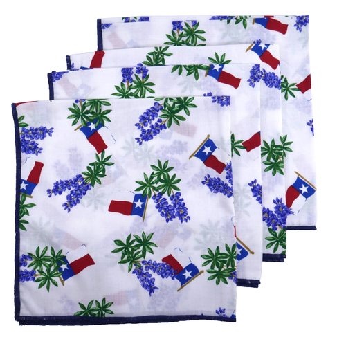 Set of 4 TEXAS cloth napkins state flags bluebonnets | eBay