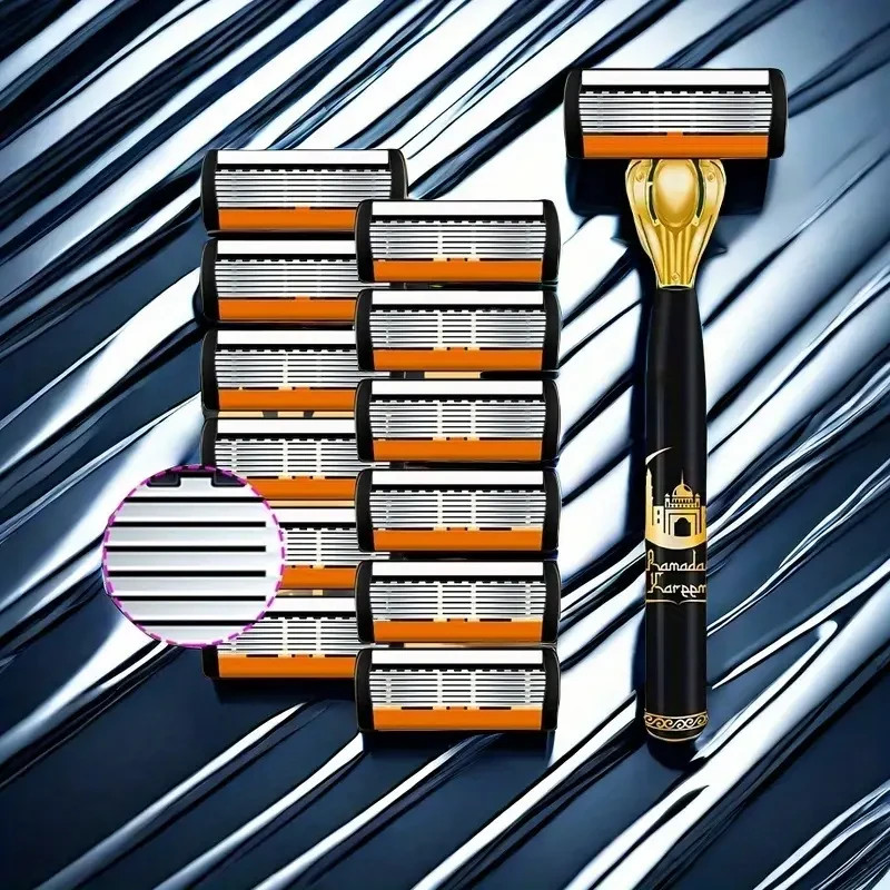 Men's Razor Set with 1-Handle and 18 Replacement Blades 6-Layer Shaving ...