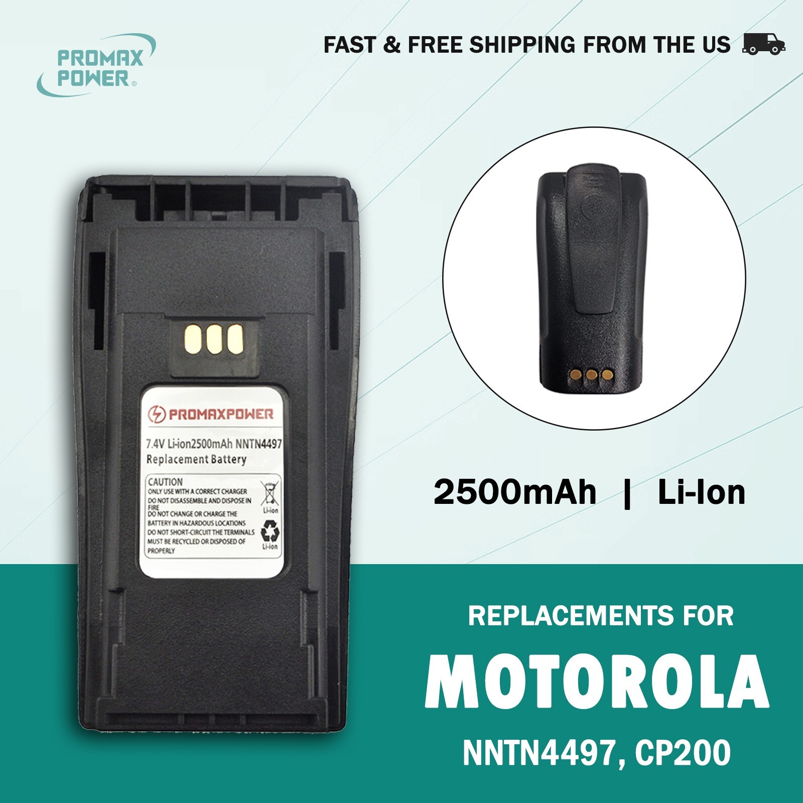 NNTN4497 Replacement Battery for Motorola Radios CP180,CP200D [Li-Ion ...