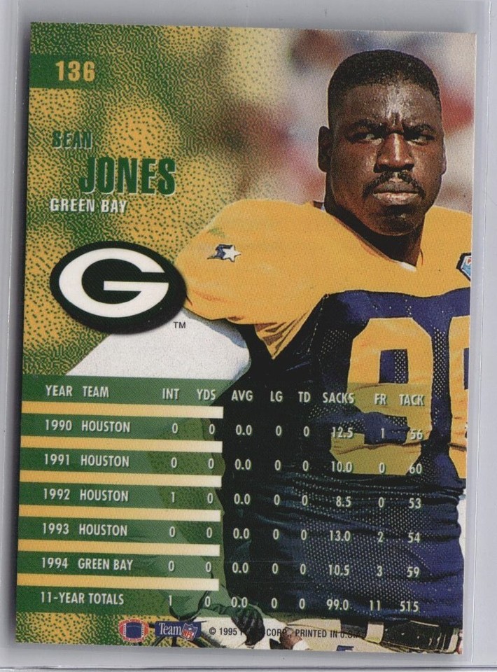 1995 Fleer Football Card #136 Sean Jones | eBay