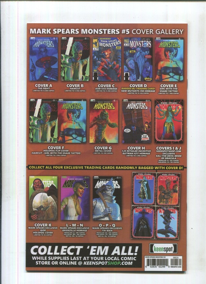 MARK SPEARS MONSTERS #5 - MARK SPEARS ASM #313 HOMAGE VARIANT COVER C ...