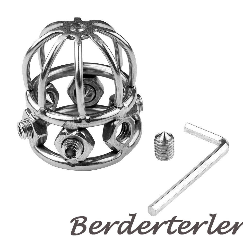 Male Stainless Steel Metal Chastity Cage Spike Device Lock Ring ...