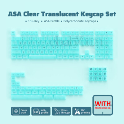 Akko Clear Transparent Keycap ASA 155-Key Shine-through for Mechanical ...