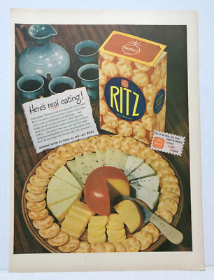 1946 Ritz Crackers by Nabisco Plate of Ritz and Cheese VINTAGE PRINT AD ...