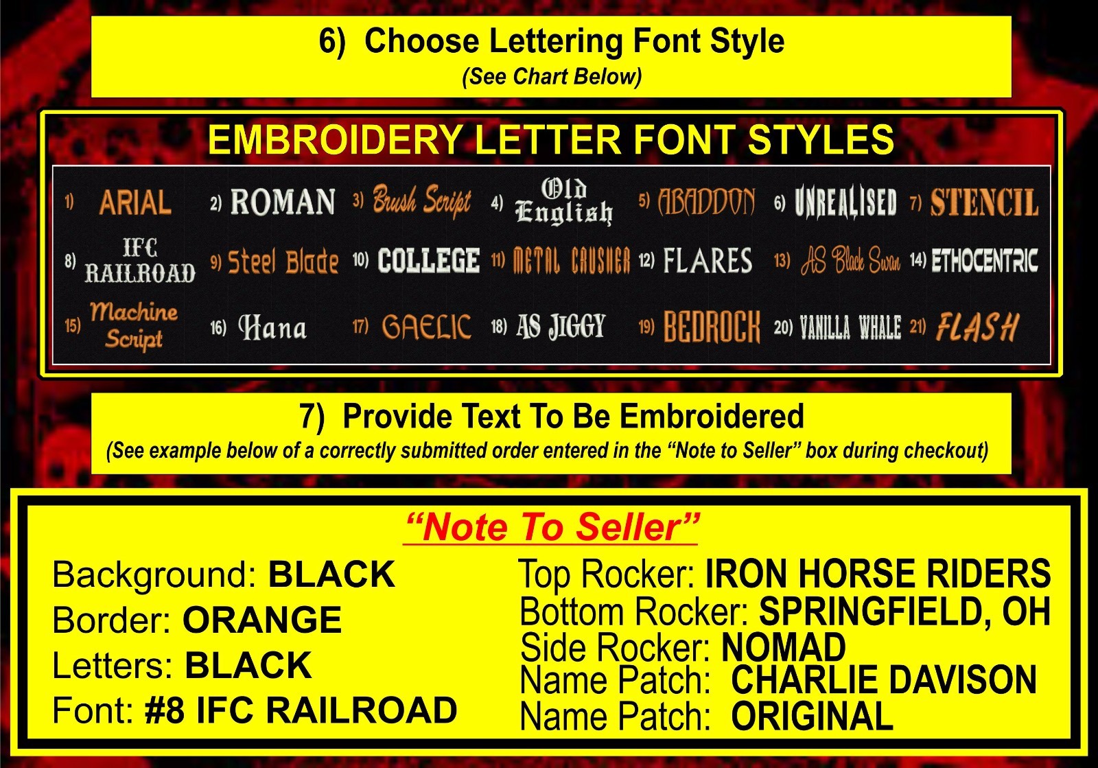 CUSTOM EMBROIDERED 6 PIECE 13" MC ROCKER PATCH SET NOMAD OUTLAW ...