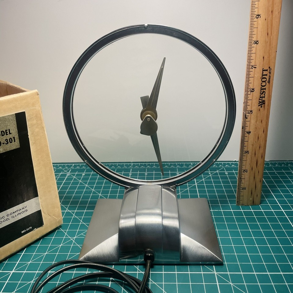 RARE Jefferson "Exciting Hour" Electric Clock Brushed Chrome Working ...