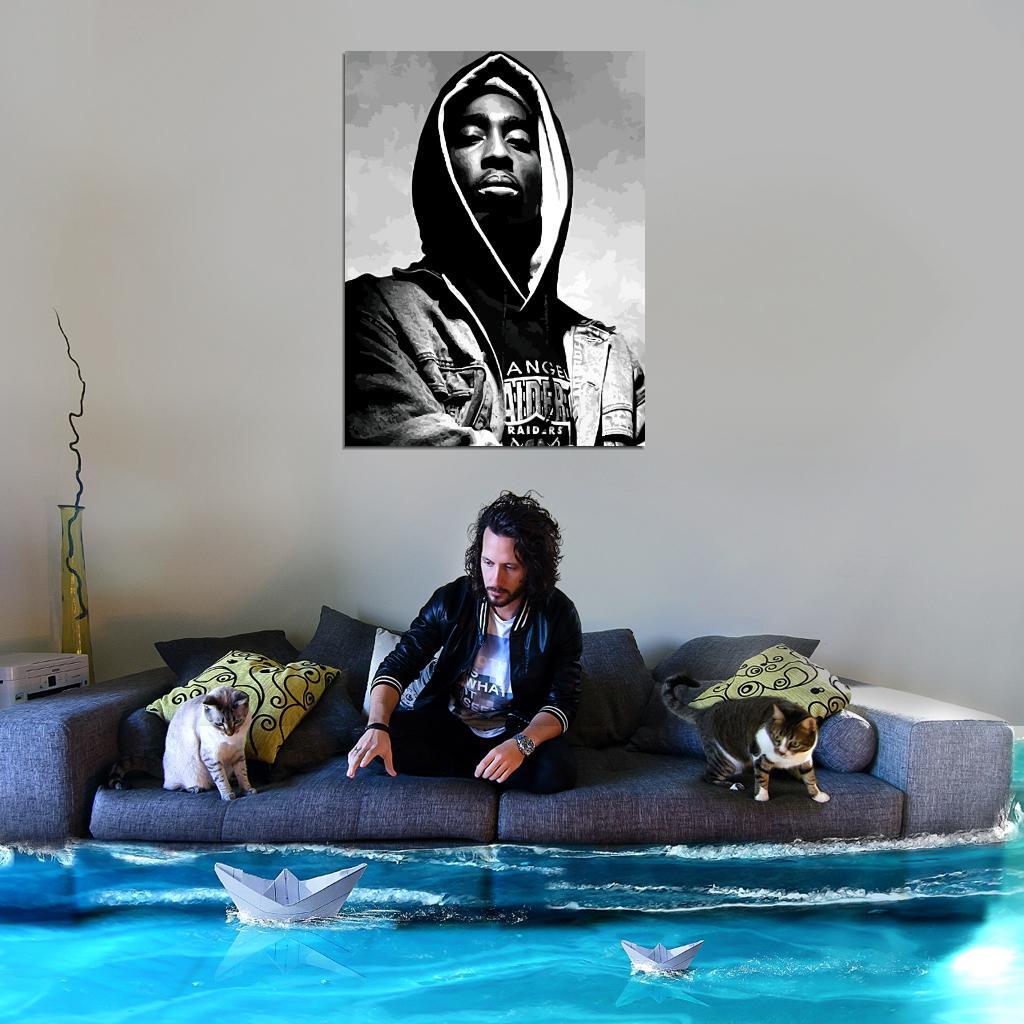 V4659 2pac Tupac Shakur Hood BW Portrait Art Gangsta Rap WALL POSTER ...