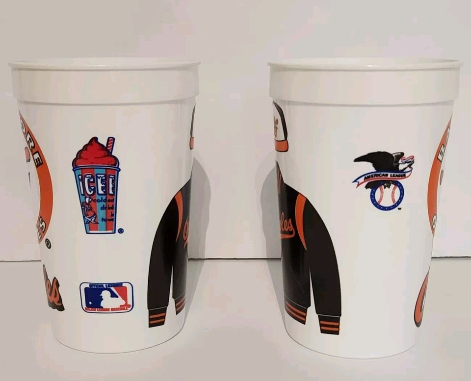 2 ~ Vintage MLB Baltimore Orioles ICEE Souvenir Cup Cups Old Retro Logo ...