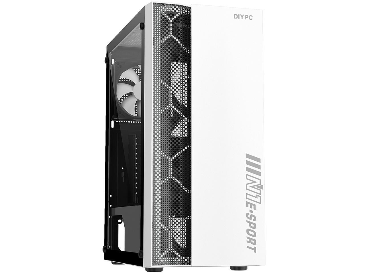 DIYPC DIY-S08-W White USB 3.0 Steel / Tempered Glass ATX Mid Tower ...