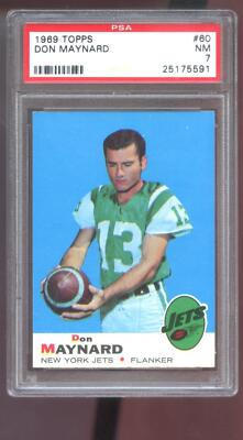 1969 Topps #60 Don Maynard PSA 7 Graded Football Card NFL NM New York ...