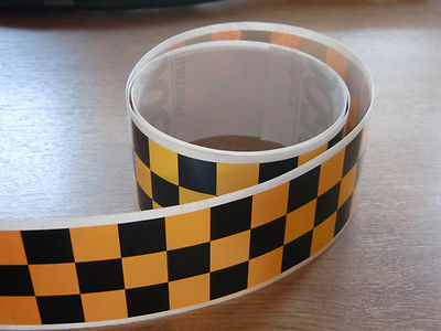 Black + Yellow Checker Tape - 4ft x 2in - 3 squares / Chequer stripe | eBay