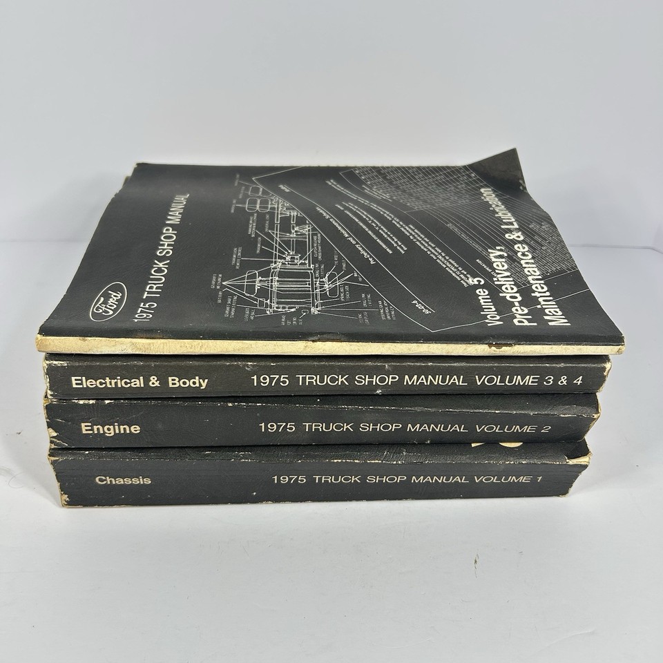 1975 Ford Truck Shop Manual Set VOL 1-5 Bronco Econoline Van F100 F150 ...