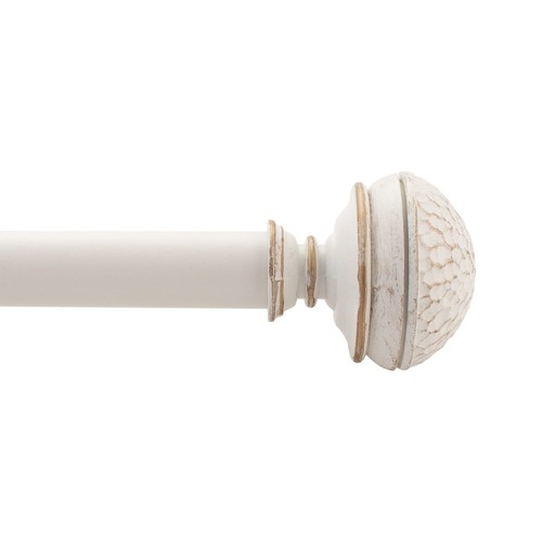 1 Inch Extendable 36"-66" Farmhouse Ivory Curtain Rod for Windows ...