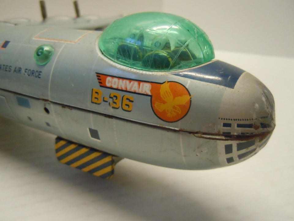 Vintage 1950s Japan 26” Yonezawa USAF Convair B-36 Tin Friction ...