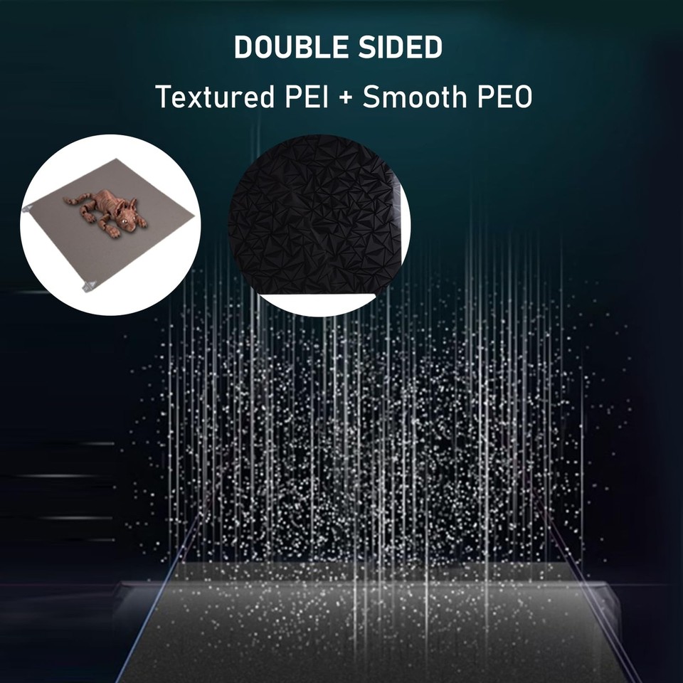 3D Printer Build Plate for K2 Plus 370x370mm, Textured PEI + Smooth PEO ...