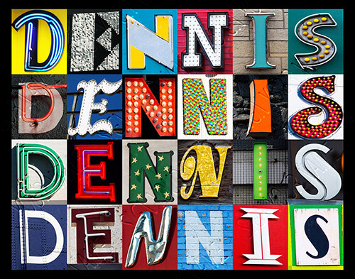 DENNIS Name Poster featuring photos of actual sign letters | eBay