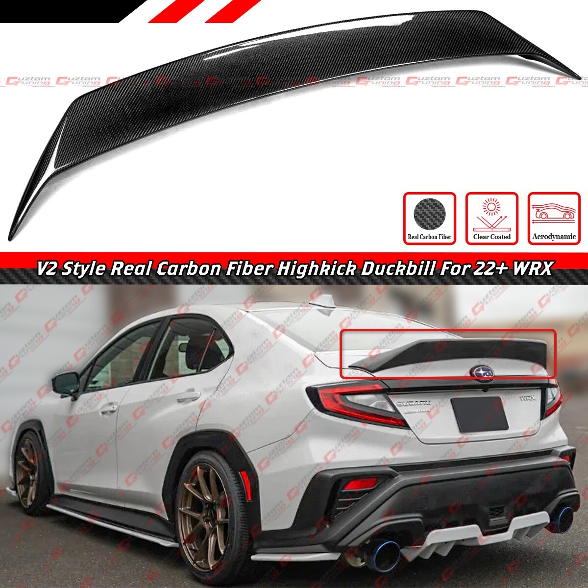 For 2022-2024 SUBARU WRX VB JDM V2 REAL CARBON FIBER DUCKBILL TRUNK ...