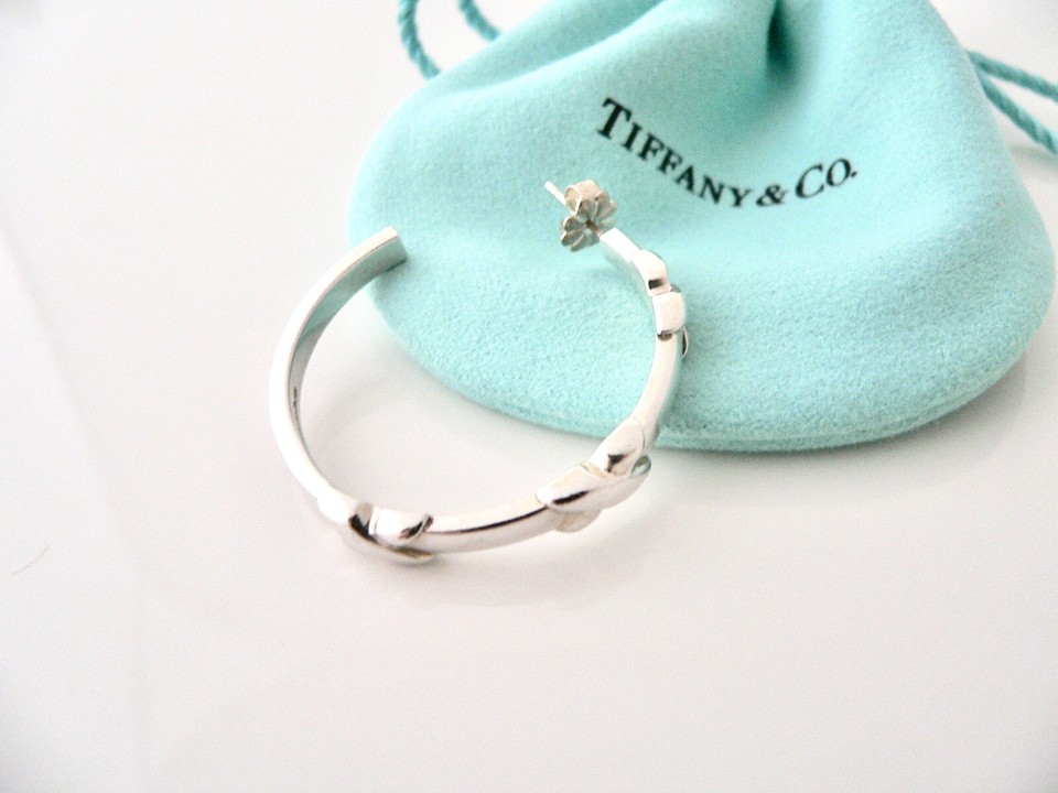 Tiffany & Co Signature X Hoop Hoops Earrings 1.4 Inch Gift Pouch Love ...