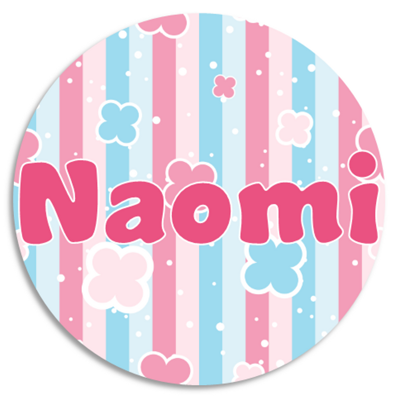 Naomi - 25 Pack Circle Stickers 3 Inch - Name Tag Water Bottle School ...