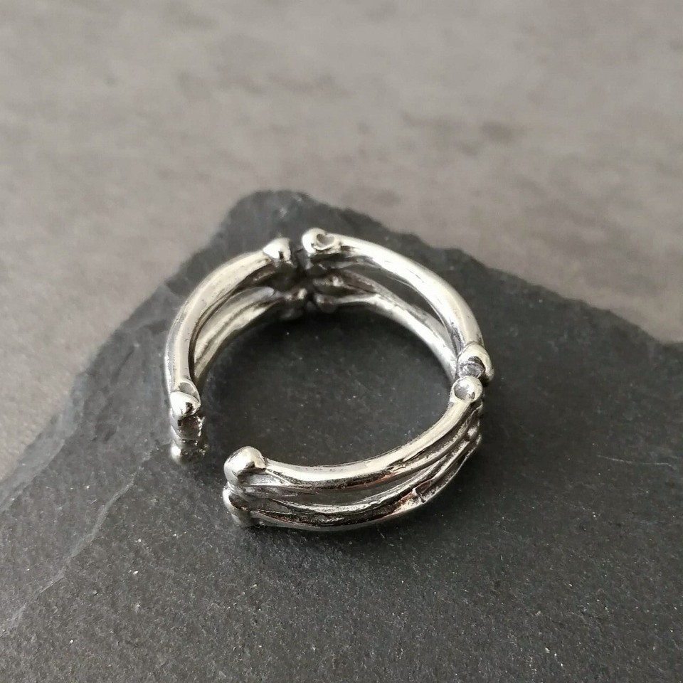 925 Sterling Silver Rib Bones Wrap Ring Gothic Unisex Unique Size ...