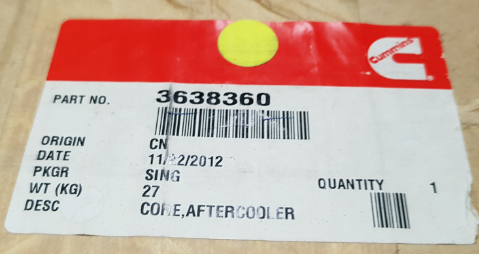 Cummins Genuine KV 50 Aftercooler Core 3638360 3068976 for sale online ...