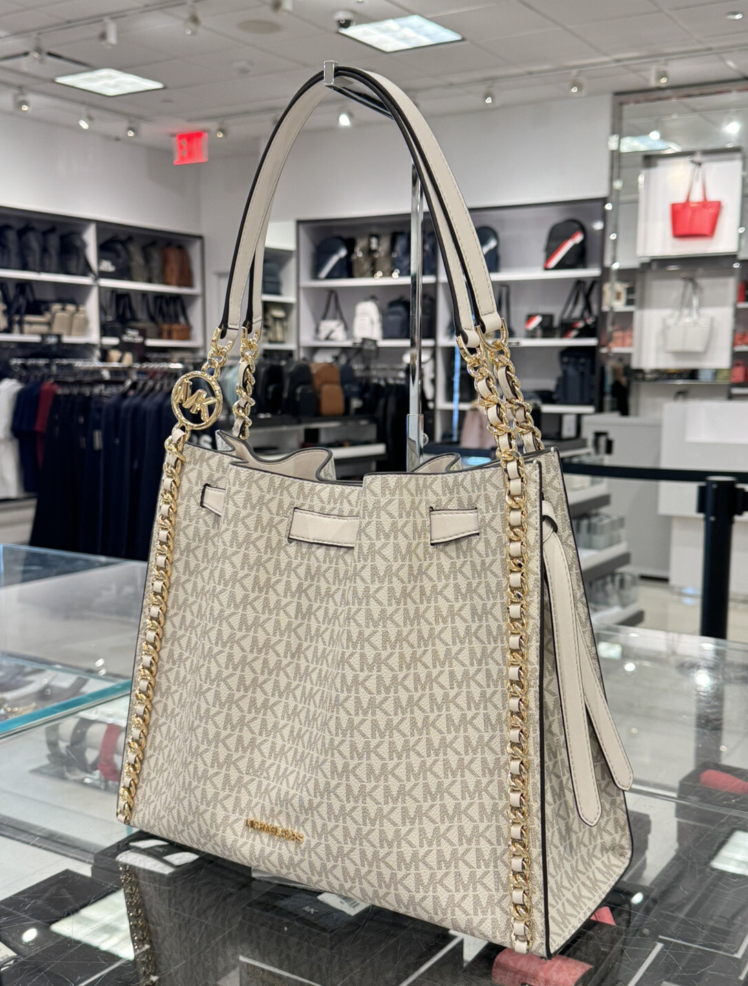 Interesting Info About Mina Large Signature Logo Chain Shoulder Bag