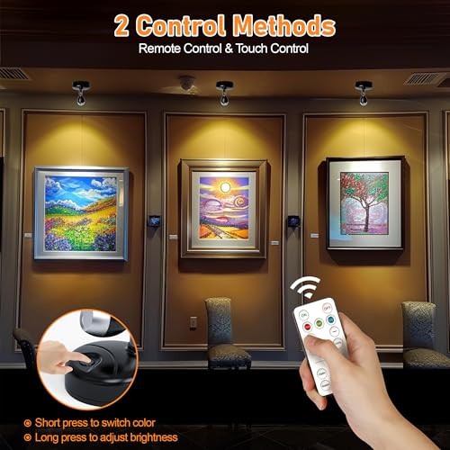 4 Pack Wireless LED Spotlights Indoor, Plant Battery Operated Tree ...