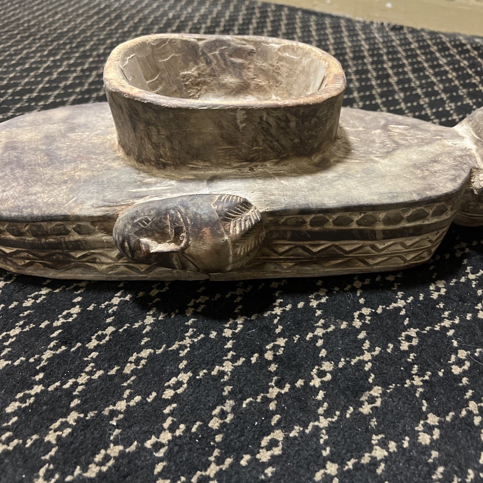 Antique African Bao / Mancala Hand Carved Wooden Primitive Game Board ...