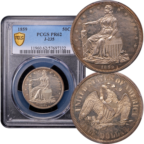 1859 Pattern Seated Half Dollar 50c J-235 PCGS PR62 | eBay