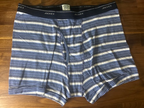 Vintage Jockey Boxer Briefs XL Stripe Ringer Banded Leg Black Blue ...