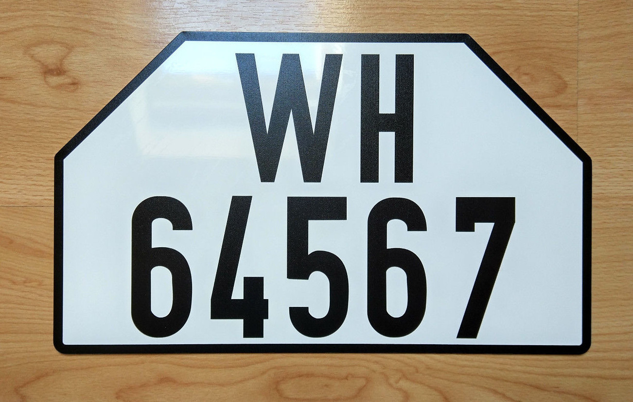 WWII WW2 German Army Wehrmacht Metal License Plate Number Replica Repro ...