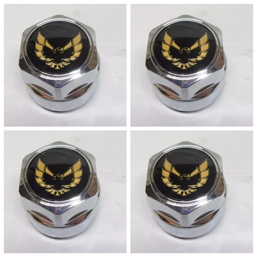 77-92 FIREBIRD TA ALUMINUM WHEEL GOLD BIRD PLASTIC CHROME CENTER CAPS ...