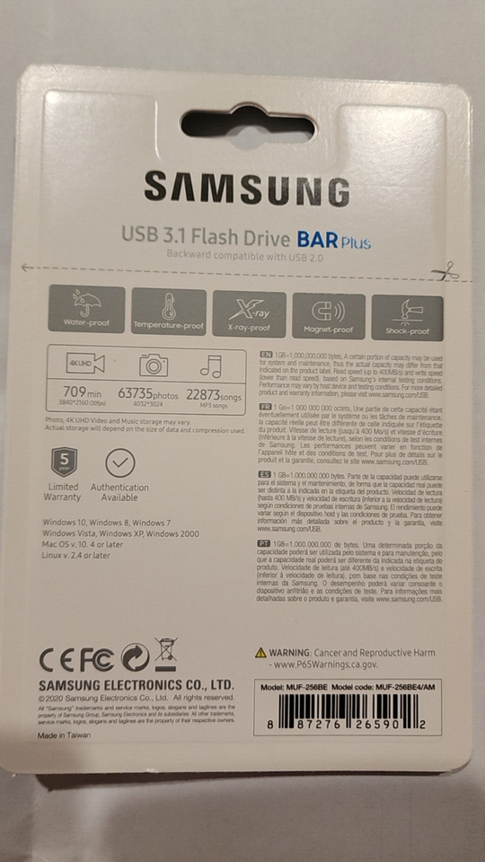 Samsung 256GB USB Bar Plus Titan Gray USB 3.1 Flash Drive Offical OEM ...