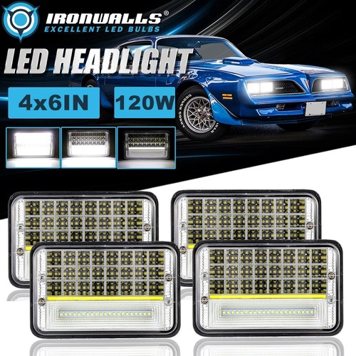 For Pontiac Firebird 1977-1981 4Pcs 4x6" Square LED Headlights Hi-Lo ...