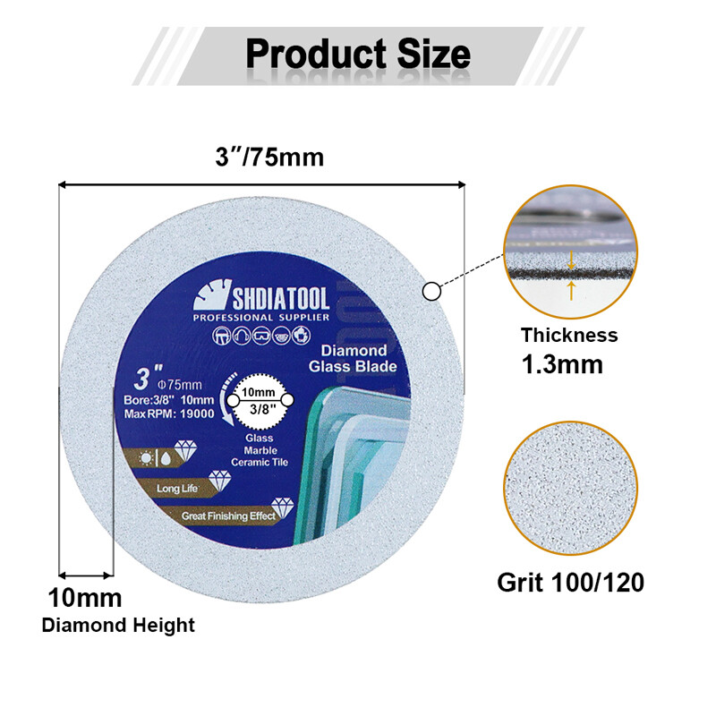 3pcs Diamond Saw Blade Glass Cutting Disc 3''/75mm for Ceramic Tile ...