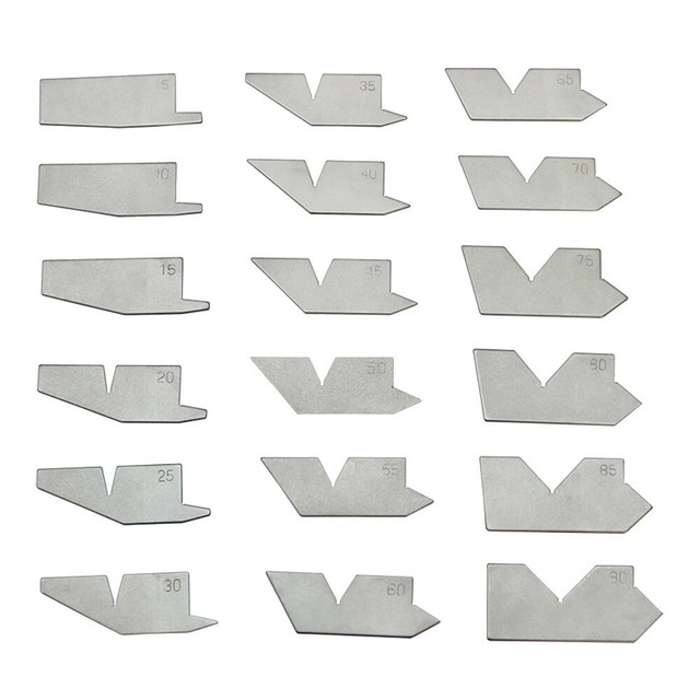 18 PC Stainless Steel Angle Gage Gauge Set Range: 5 - 90 Degree ...