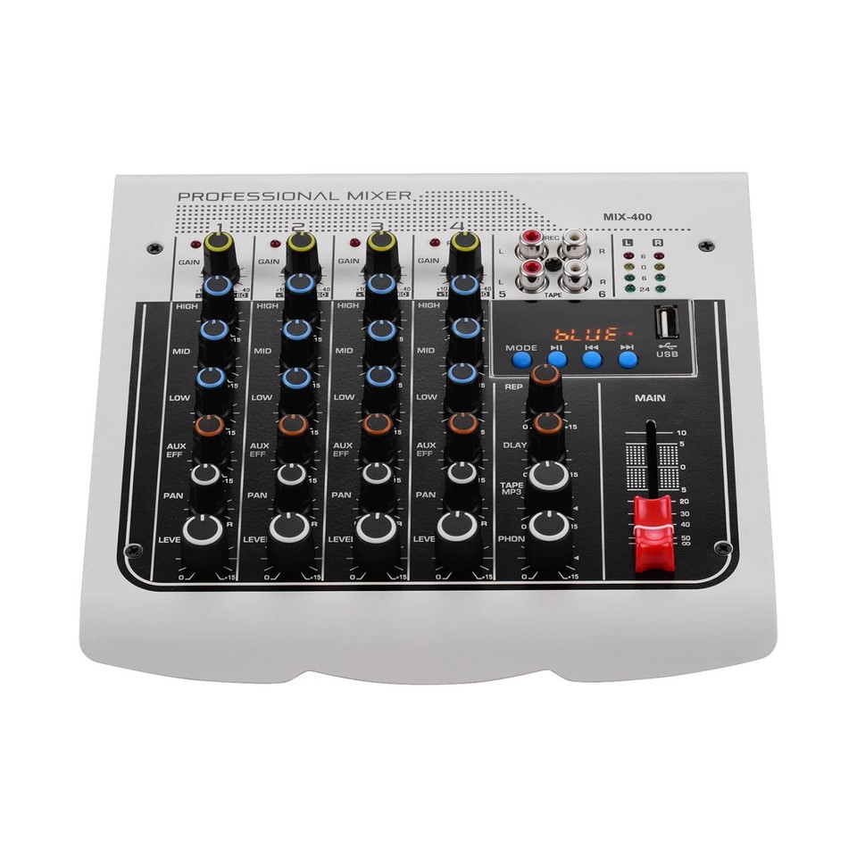 MIX-400 Pro 6 Channel Audio Mixer Live Studio Power Mixing Console ...
