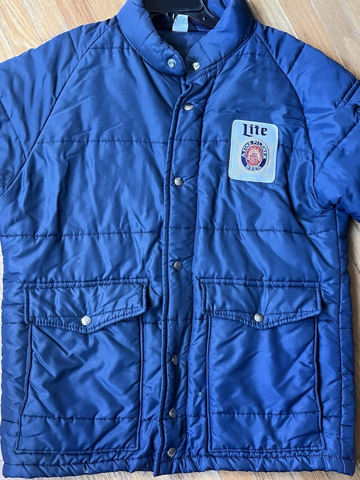 Vintage Swingster Puffer Jacket Lite Beer Large Blue… - Gem