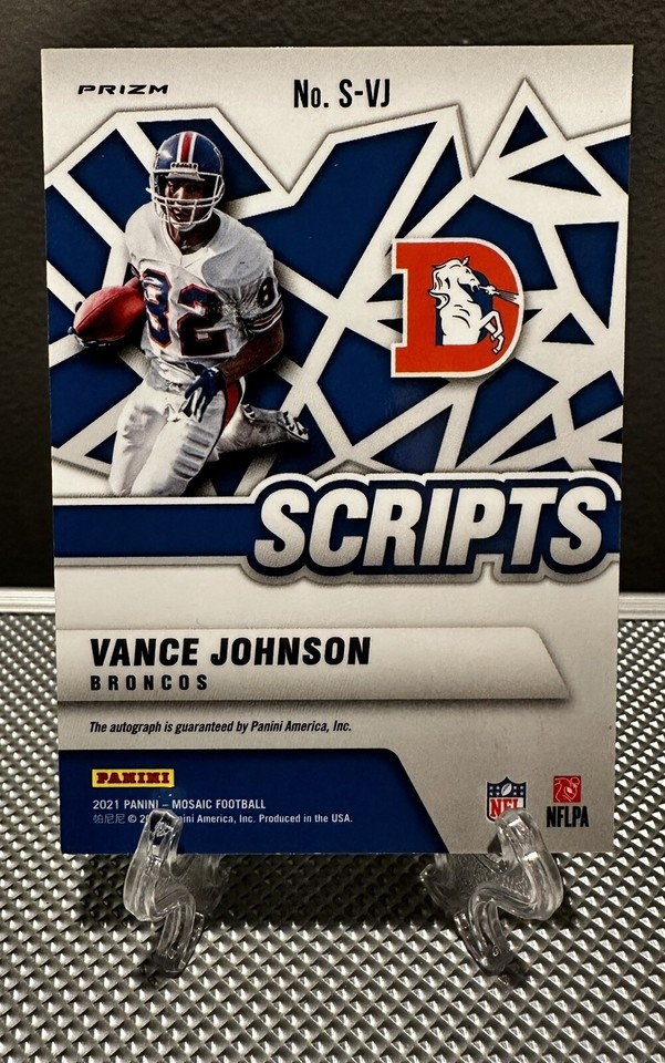 2021 Mosaic VANCE JOHNSON Auto Scripts Silver Prizm Legend SP🔥Denver ...