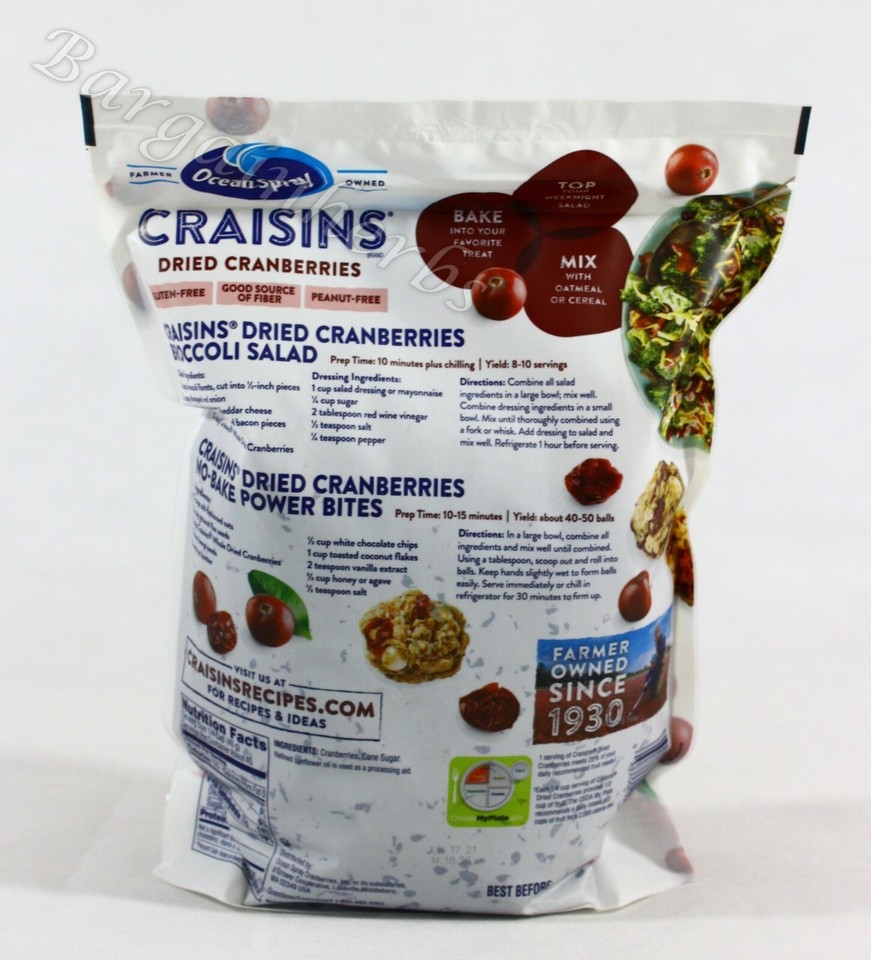 NEW! 64Oz Ocean Spray Craisins Dried Cranberries Resealable Bag Free ...
