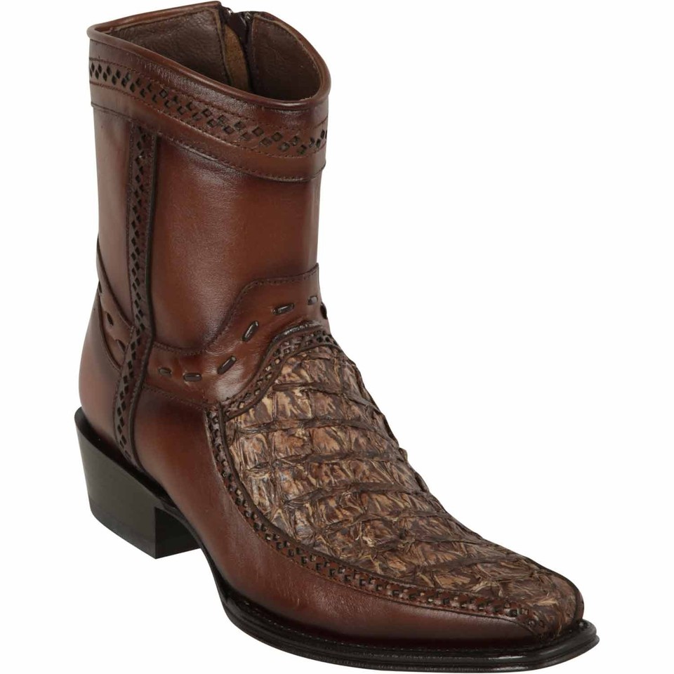 Los Altos Men's Genuine Pirarucu Ankle Boots Inside Zip European Square ...
