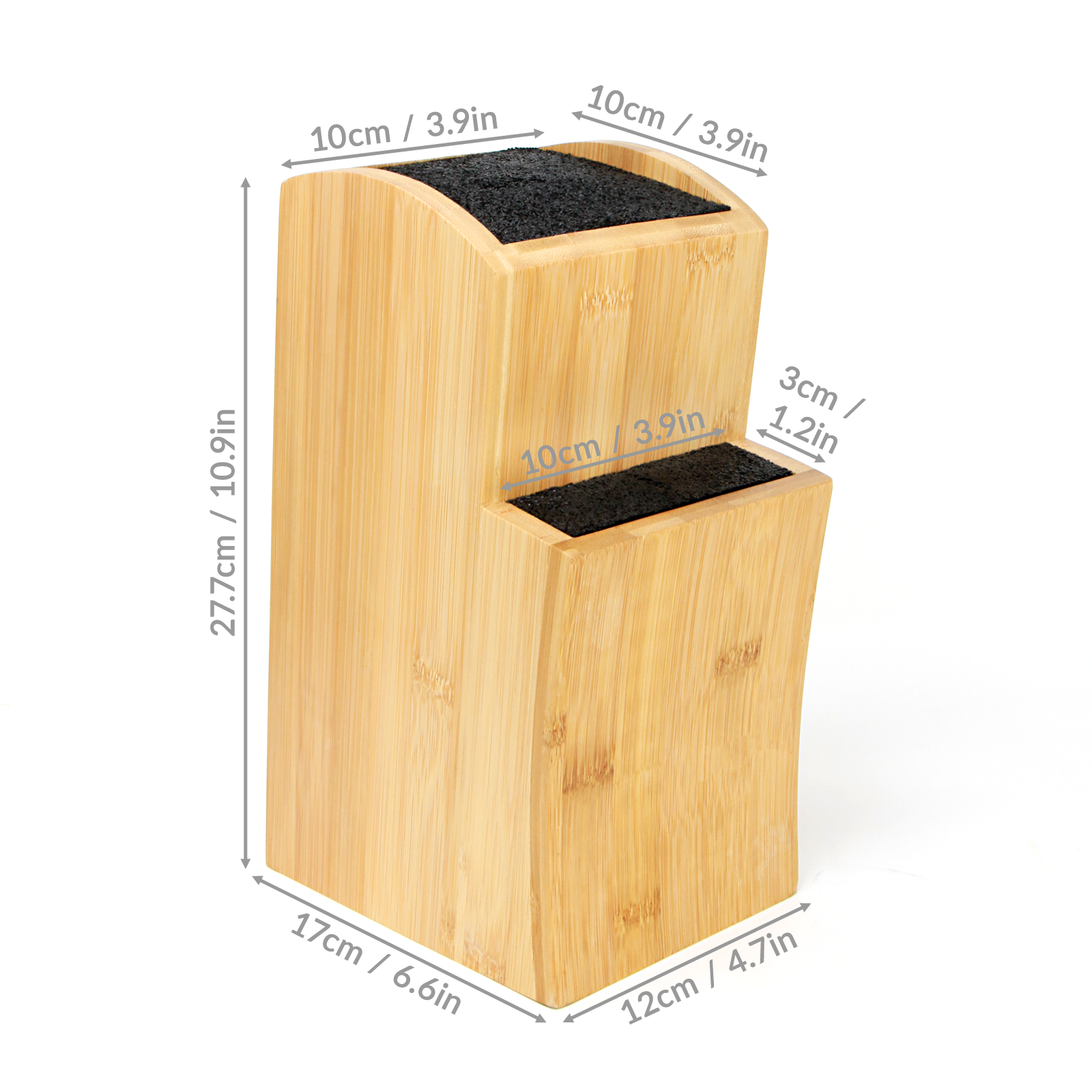 Universal Bamboo Knife Block Kitchen Knives Storage Holder with Fibre ...