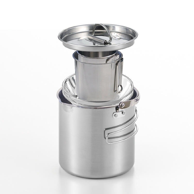 Perfect Camping 5 pcs set Stainless Steel Pot with Collapsible Handle ...