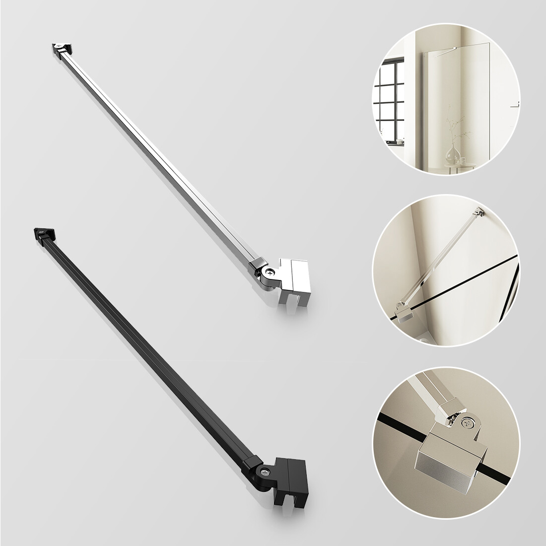 Ceiling Shower Glass Supports Tavo Front Panel With Wall Profile