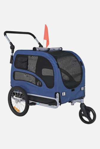 Dog stroller/ Bike trailer for large dogs (3 wheels) Blue/Black | eBay