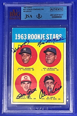 *SUPER RARE* 1963 Pete Rose Rookie #537 Auto /signed by ALL 4 players ...